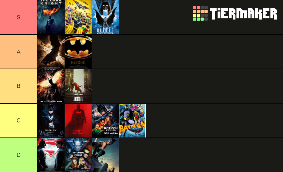 Batman movies Tier List (Community Rankings) - TierMaker