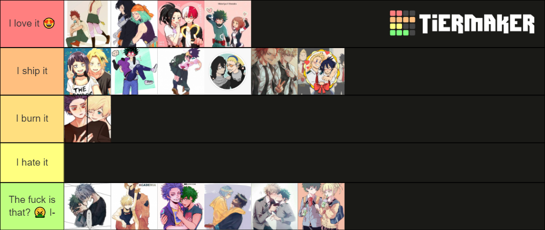 Mha ships Tier List (Community Rankings) - TierMaker