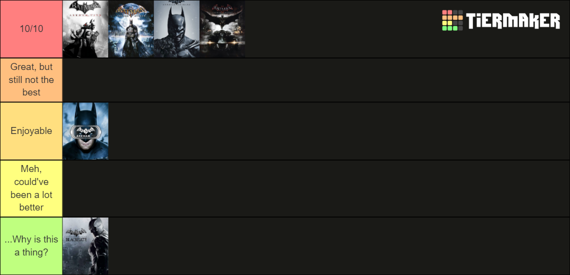 Batman: Arkham Games Tier List (Community Rankings) - TierMaker