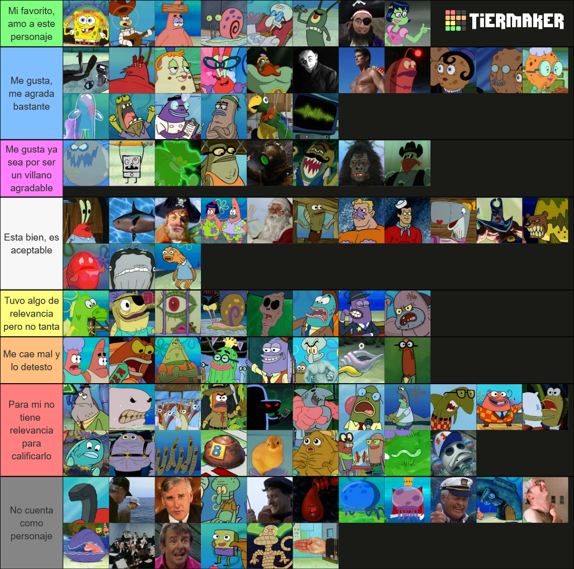 Ultimate Season 1-3 Spongebob Characters Tier List (Community Rankings) - TierMaker
