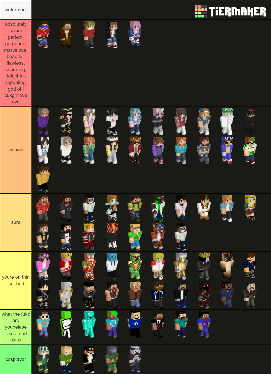 Mcyt Smp Youtuber Skins Tier List (Community Rankings) - TierMaker