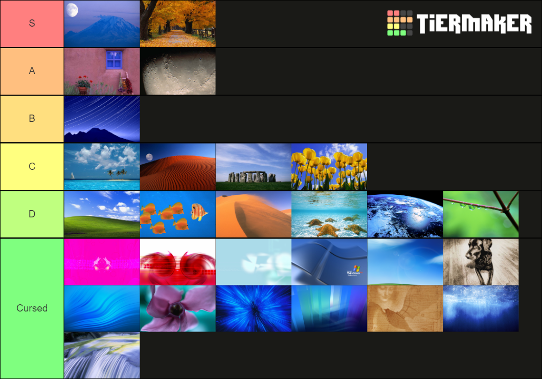 Windows XP Wallpapers Tier List (Community Rankings) - TierMaker