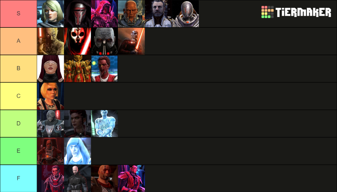 The Old Republic Sith Lords Tier List (Community Rankings) - TierMaker