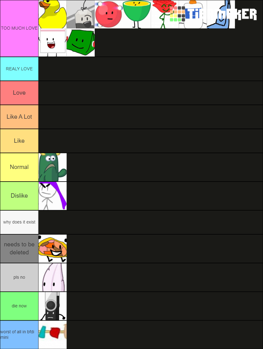 BFDI Mini Contestant Tier List (Community Rankings) - TierMaker