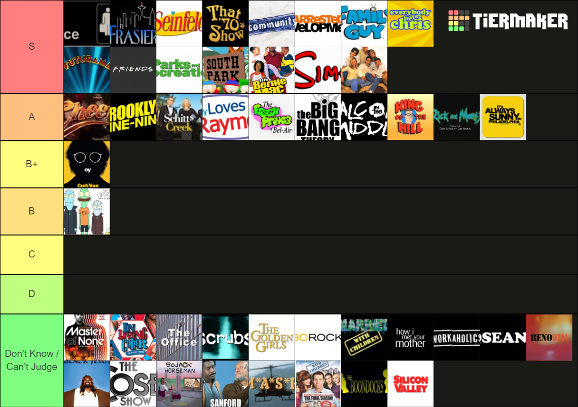 Sitcom Tier List (Community Rankings) - TierMaker