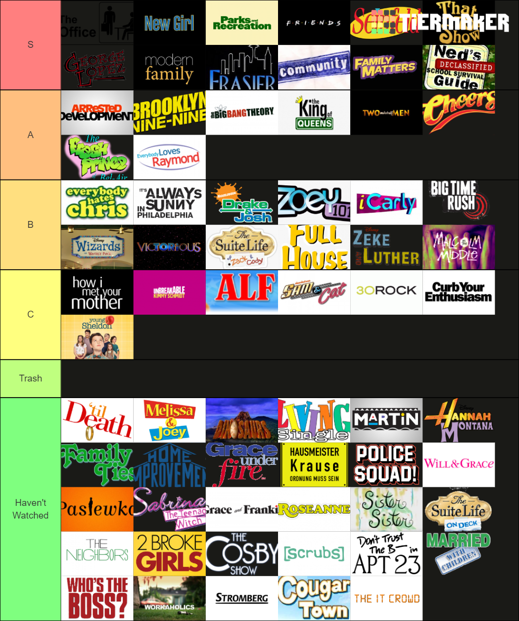 The Best Sitcoms Tier List (Community Rankings) - TierMaker