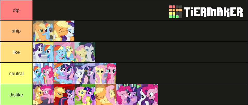 MLP:FiM Mane Six Ships Tier List (Community Rankings) - TierMaker
