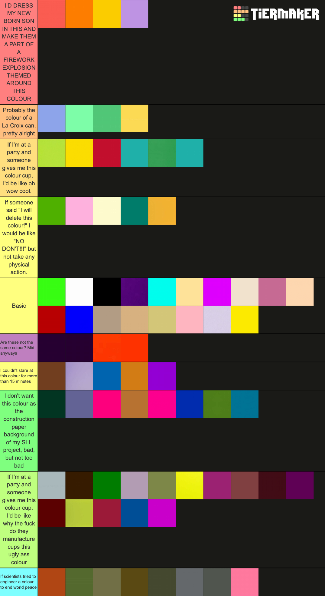 My Colour Tier List (Community Rankings) - TierMaker