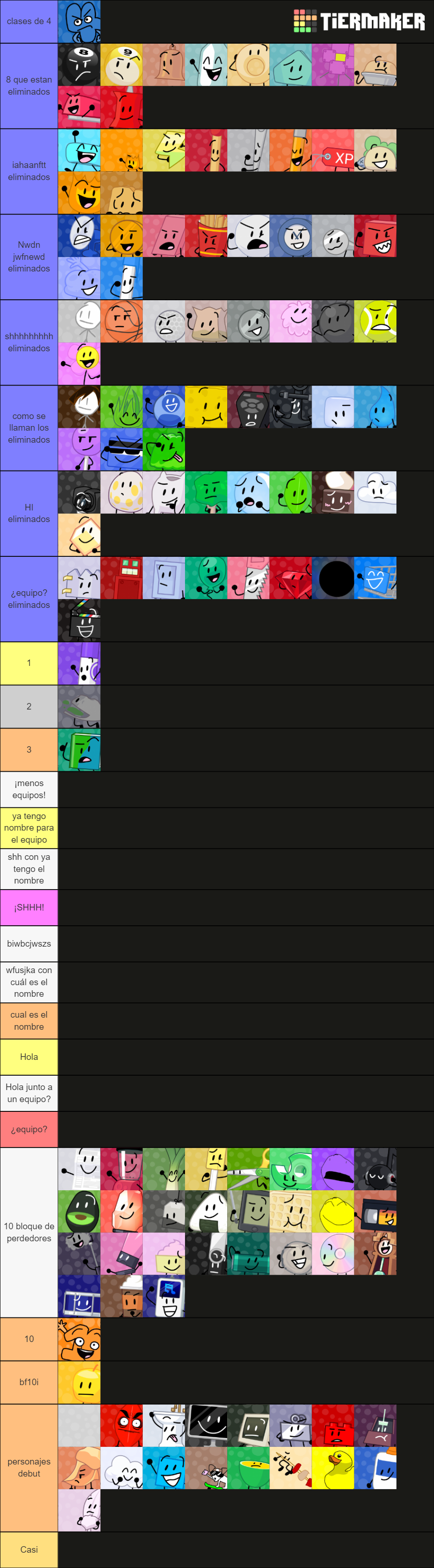 BFB fan-made Icons by pen-cap updated again Tier List (Community ...