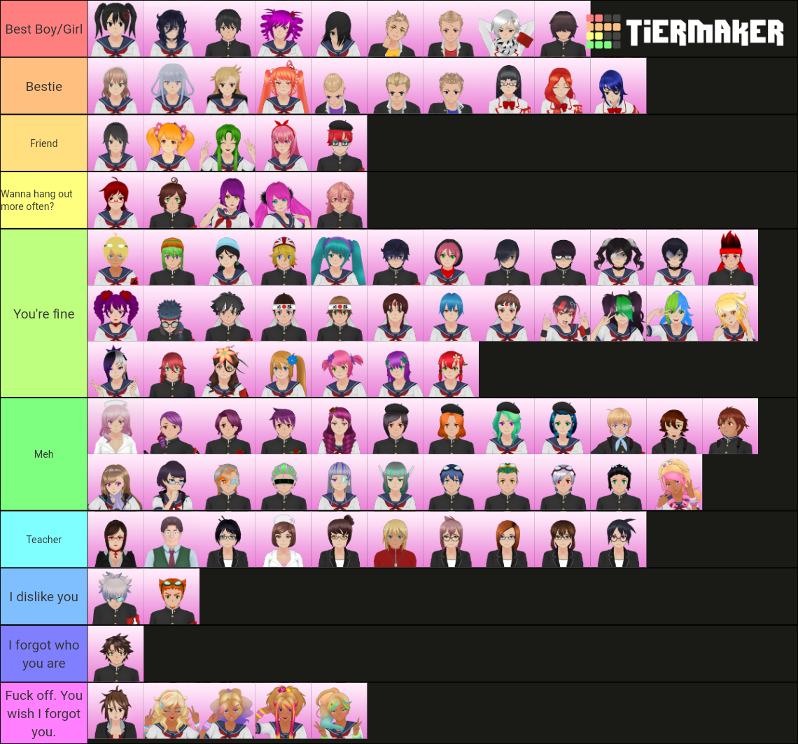 All of the Yandere Simulator Characters Tier List (Community Rankings ...