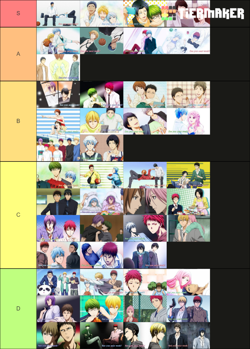 Kuroko no Basket/KNB Ships Tier List (Community Rankings) - TierMaker