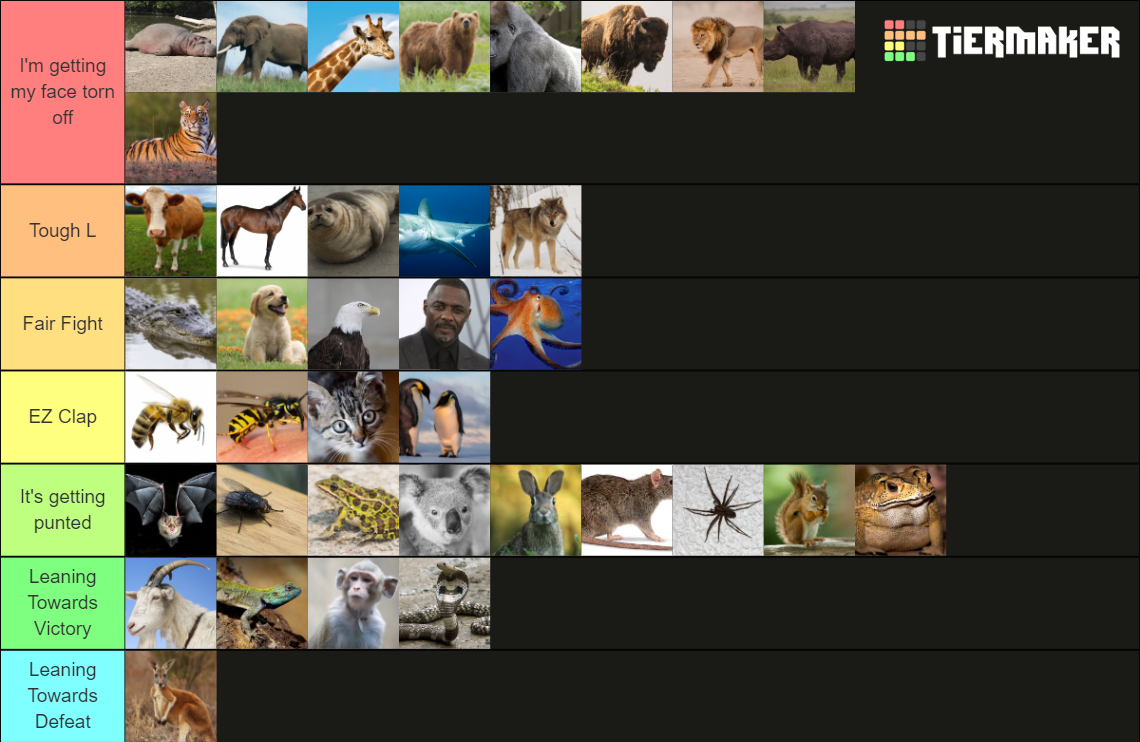 Animal Fight Tier List (Community Rankings) - TierMaker