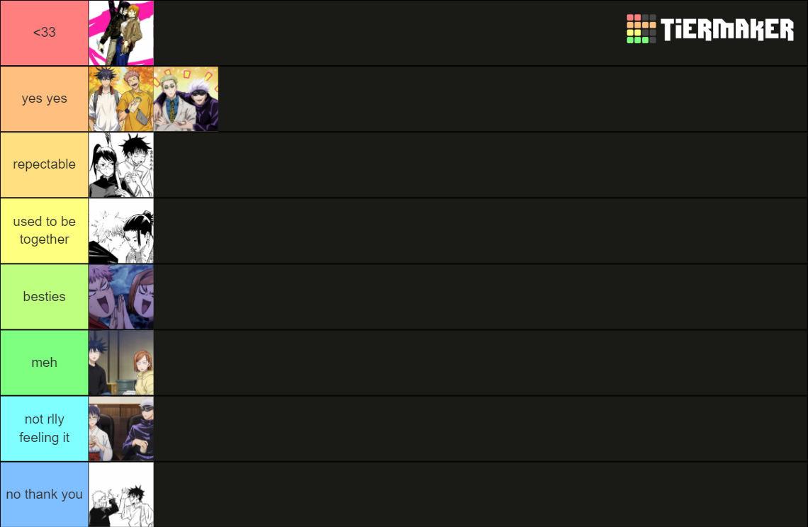 Jujutsu kaisen ships Tier List (Community Rankings) - TierMaker