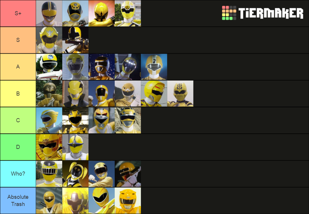 Super Sentai & Power Rangers Yellow Rangers Tier List (Community ...