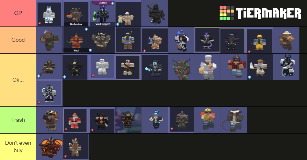 Roblox bedwars kit (up to date) SEASON 3 update Tier List (Community ...