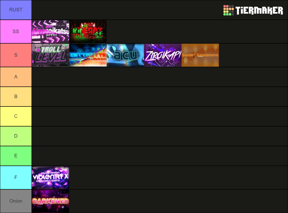Recent Geometry Dash Tier Lists - TierMaker