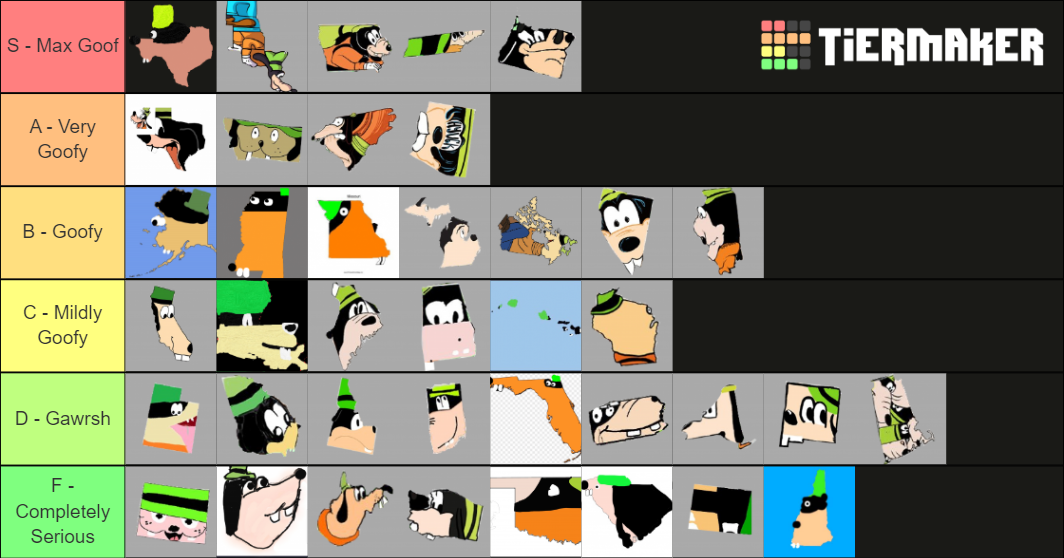Goofy as US States Tier List (Community Rankings) - TierMaker