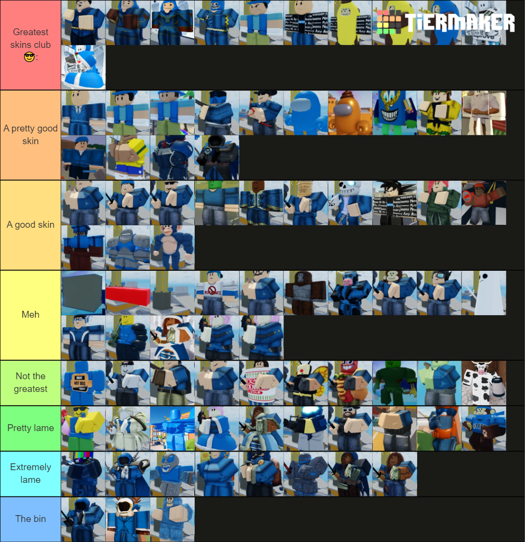 Roblox Arsenal Developer/Limited time skins Tier List (Community ...