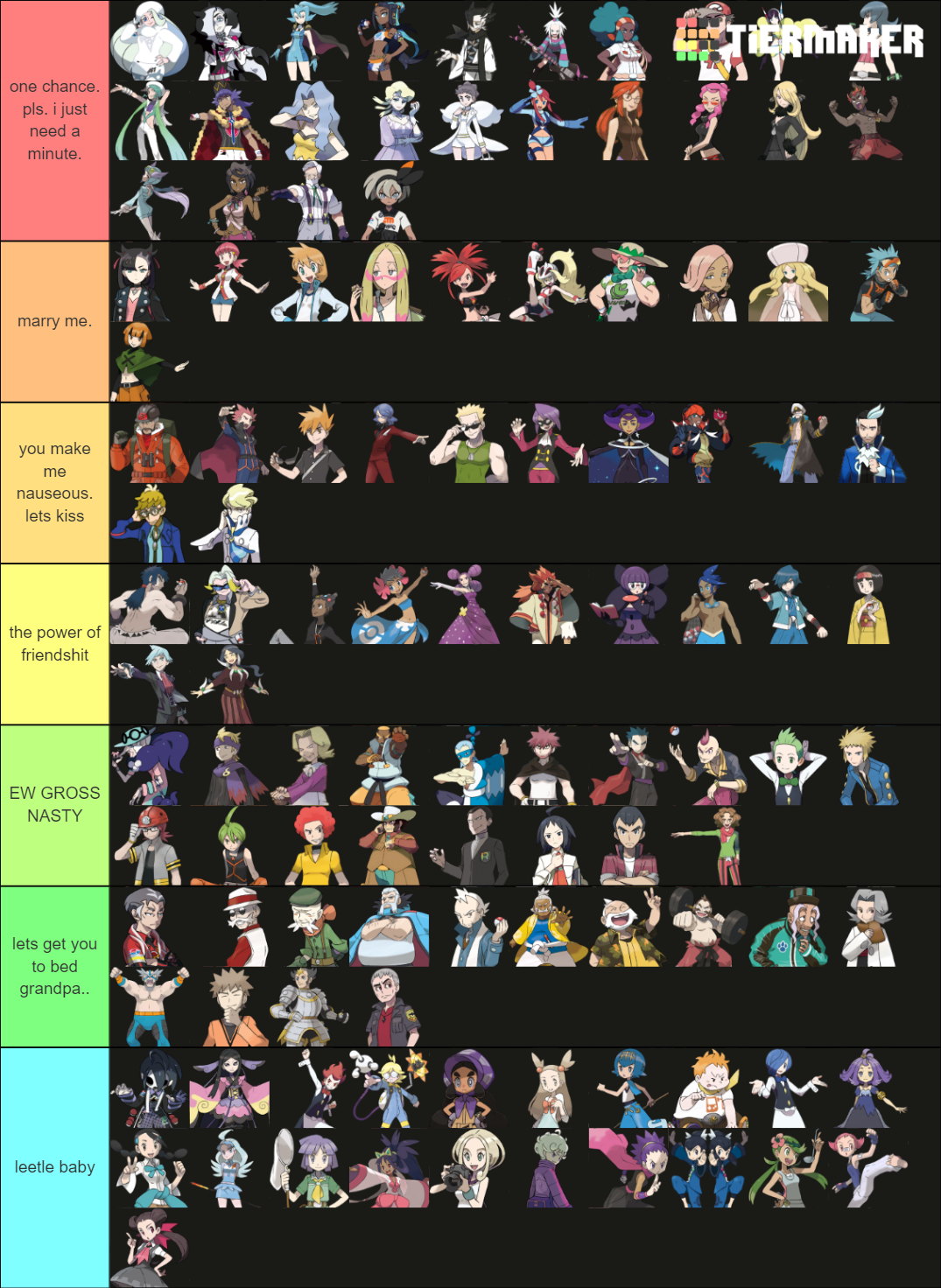 The ULTIMATE Pokemon Smash or Pass: Pokemon League Edition! Tier List ...