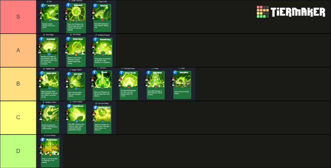 Pikaster - Grass Cards Tier List (Community Rankings) - TierMaker