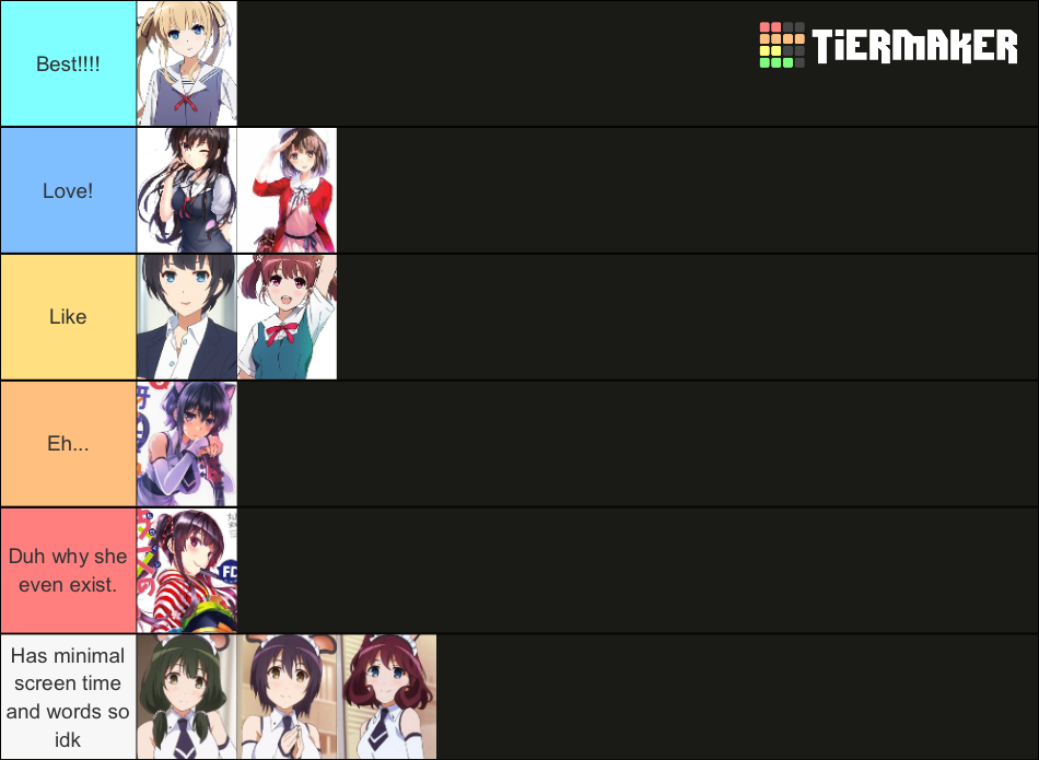 Saekano Girls (How to Raise A Boring Girlfriend) Tier List (Community ...