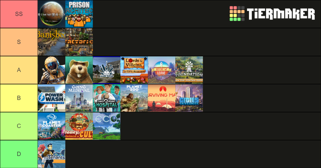 Simulation / Sandbox Games Tier List (Community Rankings) - TierMaker