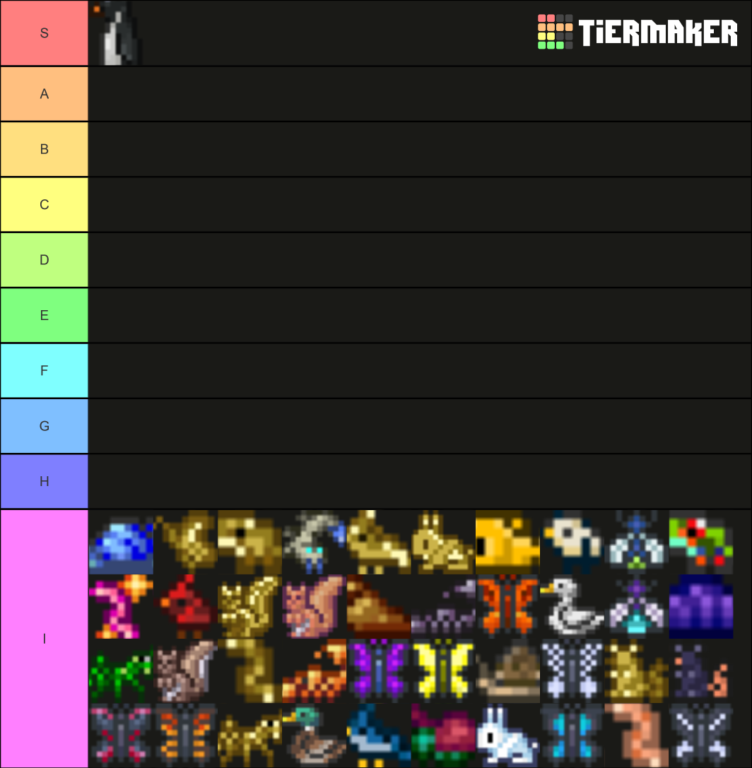 Terraria Critters Tier List (Community Rankings) - TierMaker