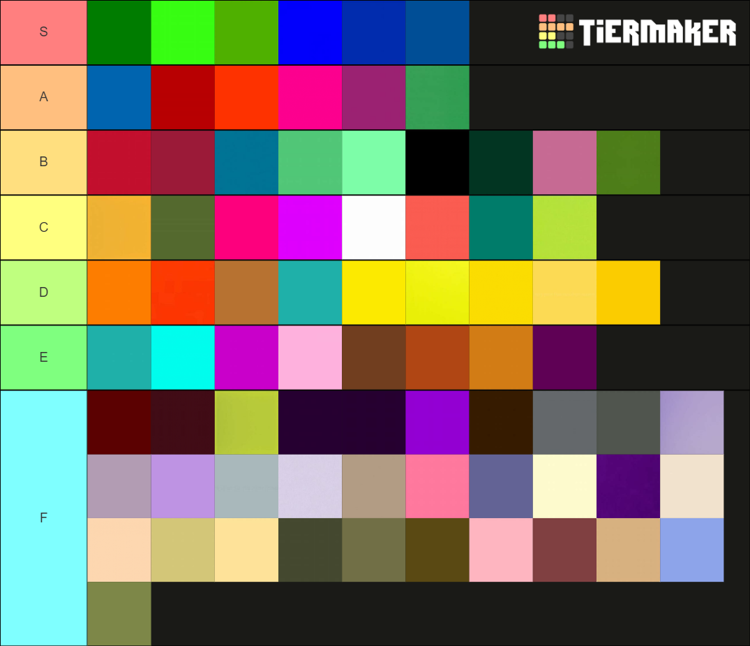 My Colour Tier List (Community Rankings) - TierMaker