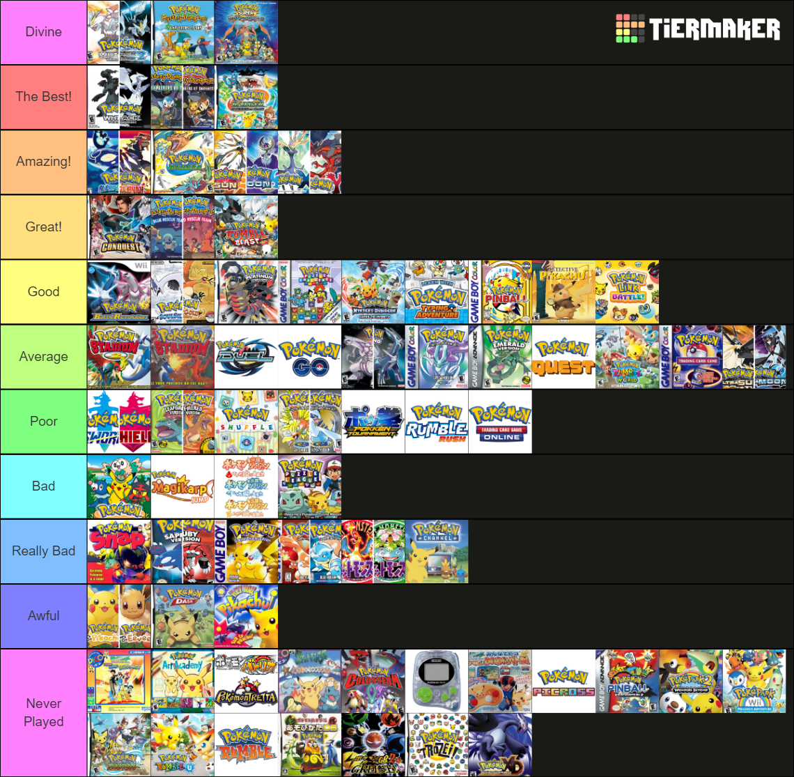 Every (EVERY) Pokemon Game Tier List (Community Rankings) - TierMaker