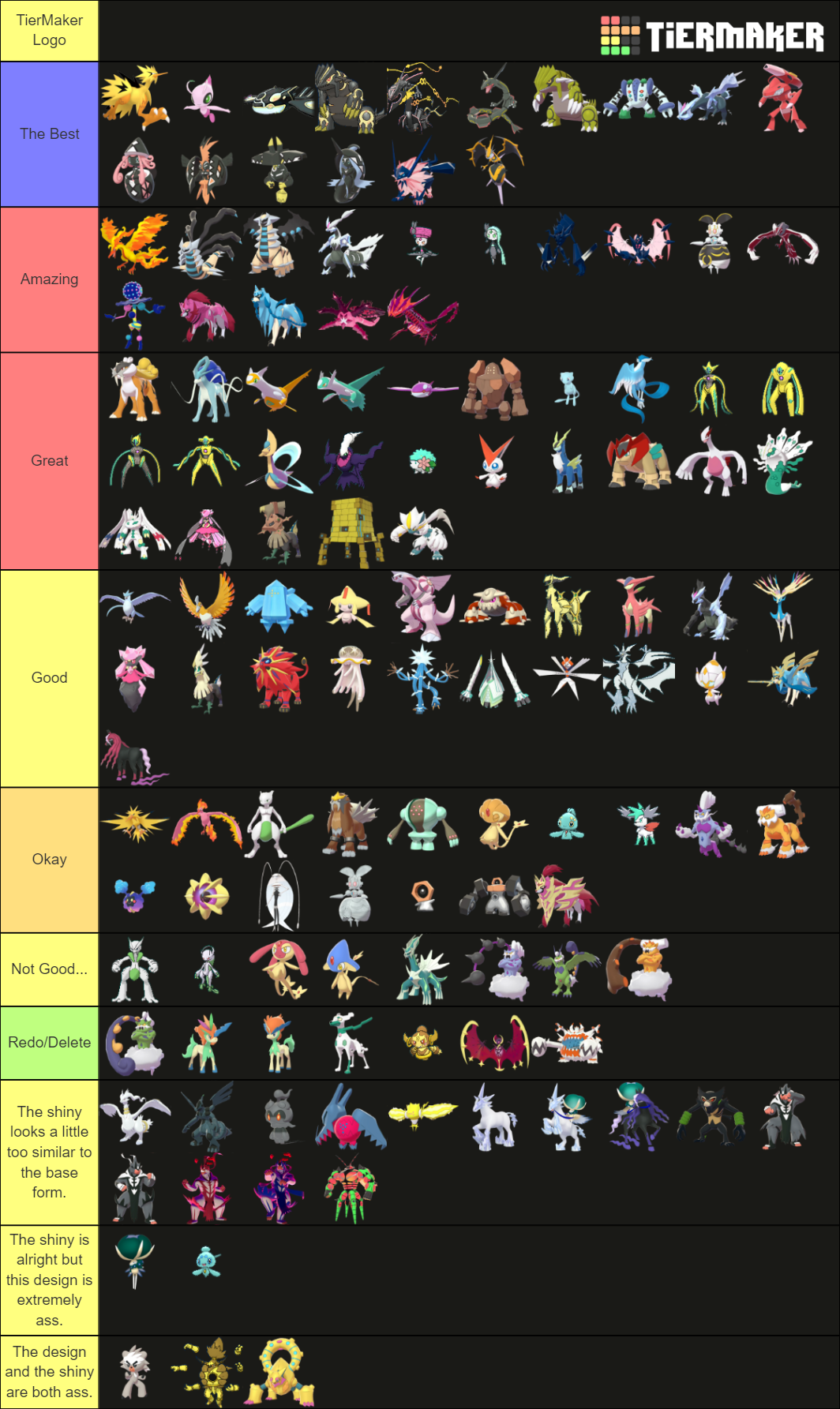 Shiny Legendary/Mythical/Ultra Beats Pokemon Tier List (Community ...