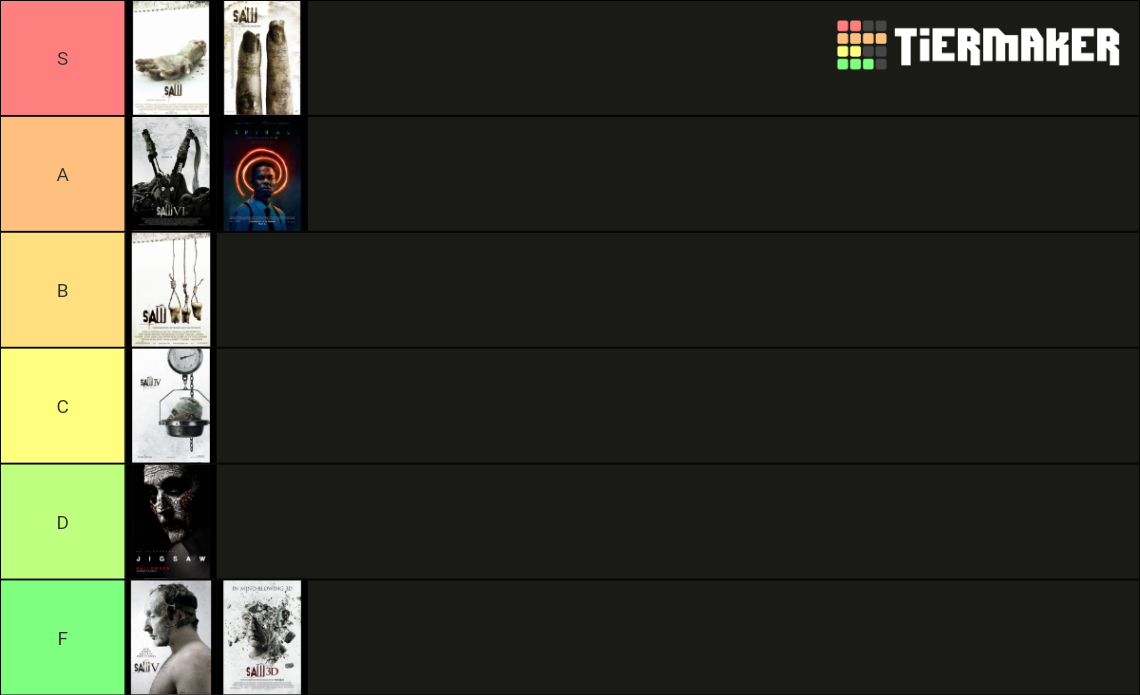 Saw Movie 2003-2021 Tier List (Community Rankings) - TierMaker