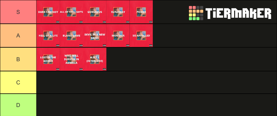 MBDTF Songs Ranked Tier List (Community Rankings) - TierMaker