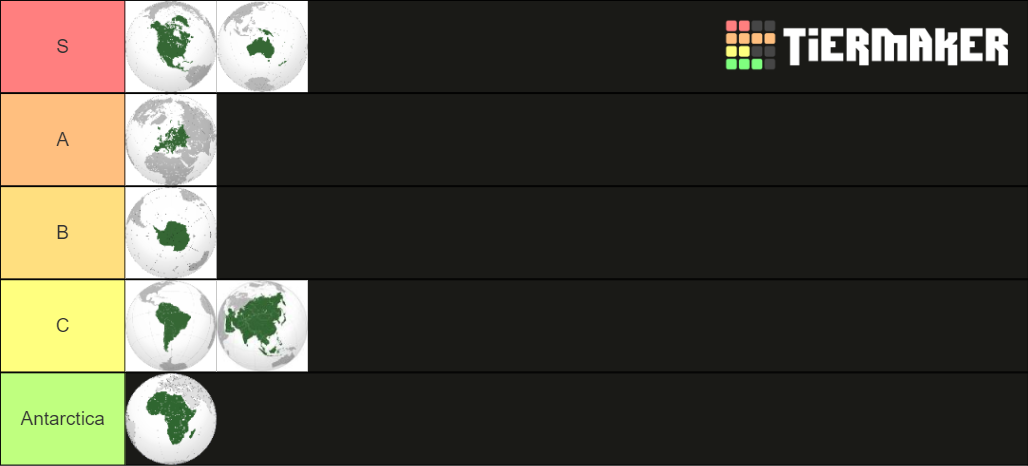 Continents Tier List (Community Rankings) - TierMaker