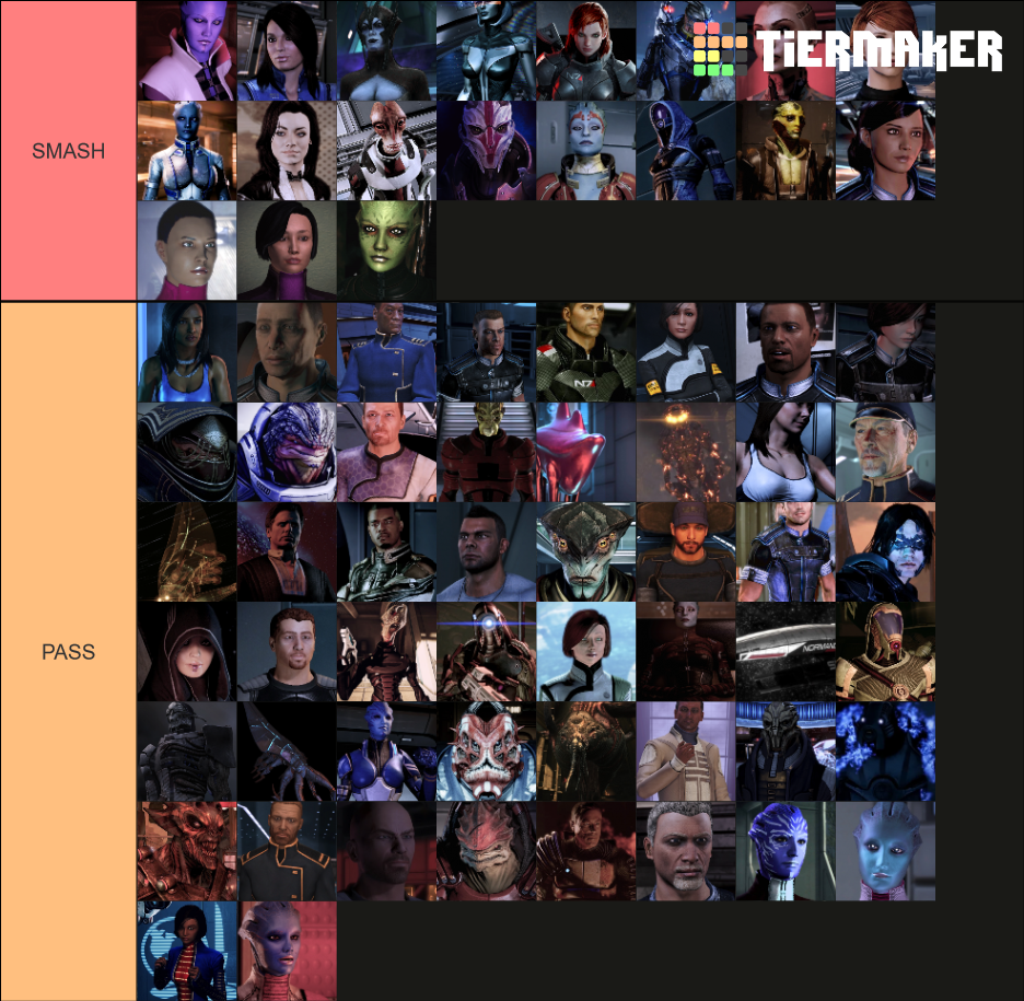 Every Mass Effect Character Smash Pass Or Romance Tier List 3292