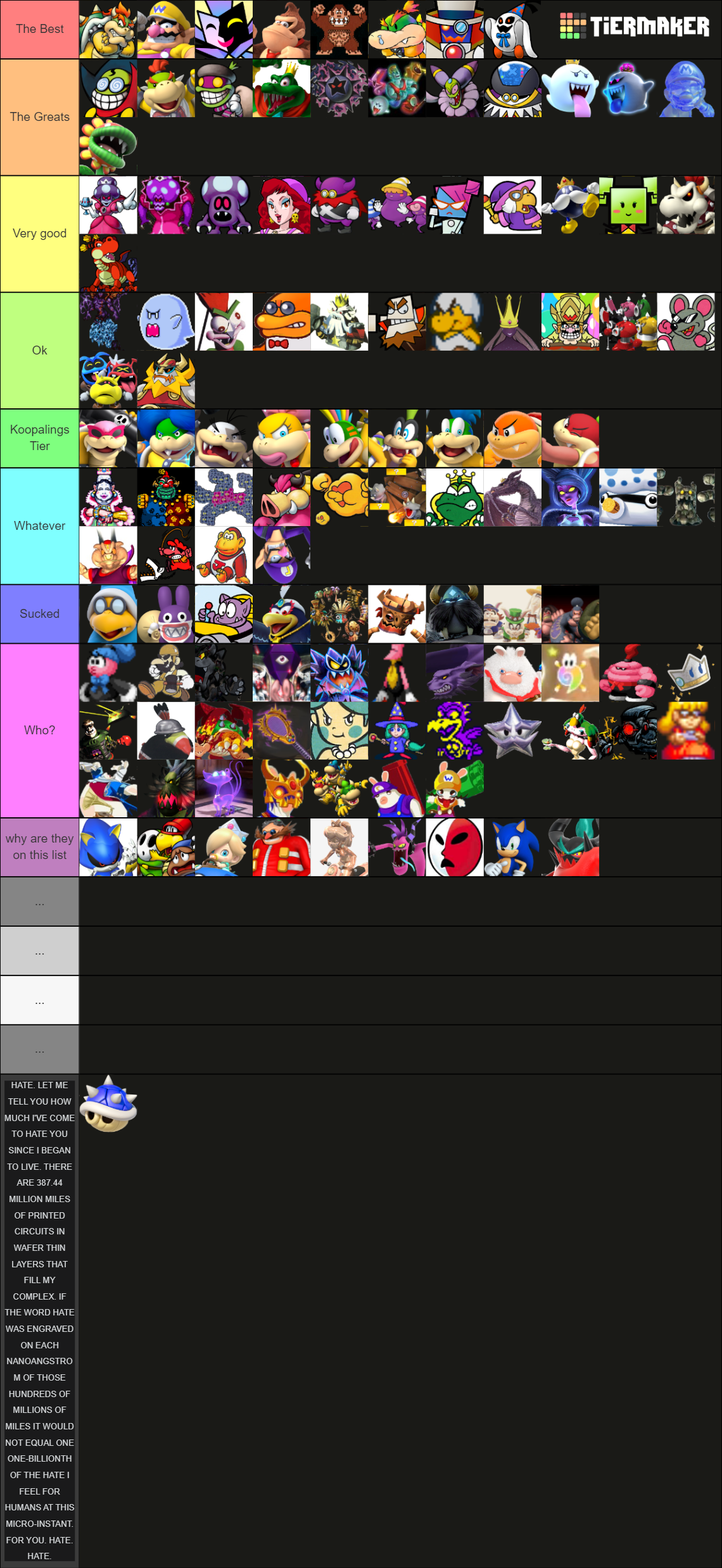 Super Mario Villains Tier List (Community Rankings) - TierMaker