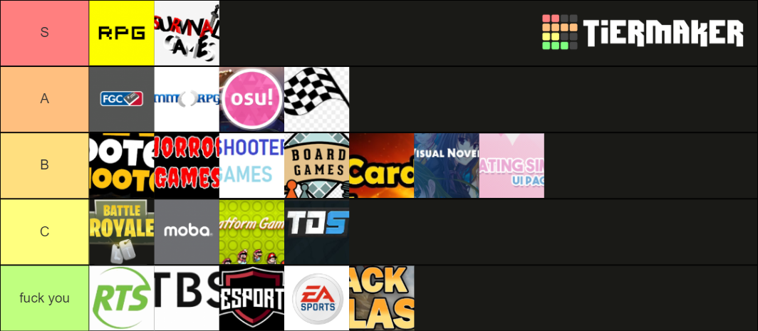 Game genre Tier List (Community Rankings) - TierMaker