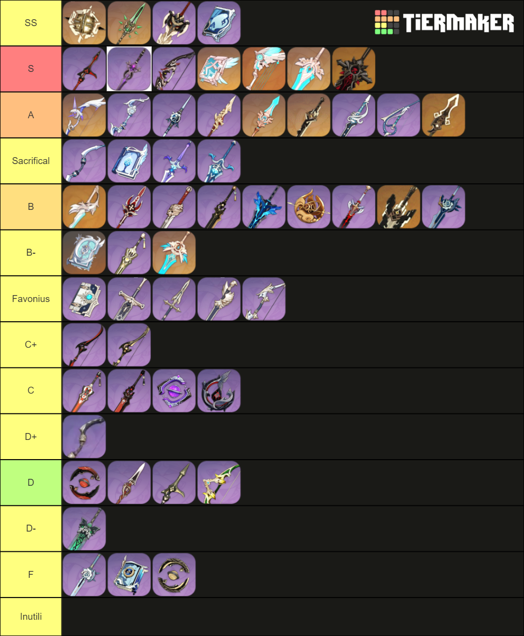 Genshin Impact (4-5) Weapons Tier List (Community Rankings) - TierMaker