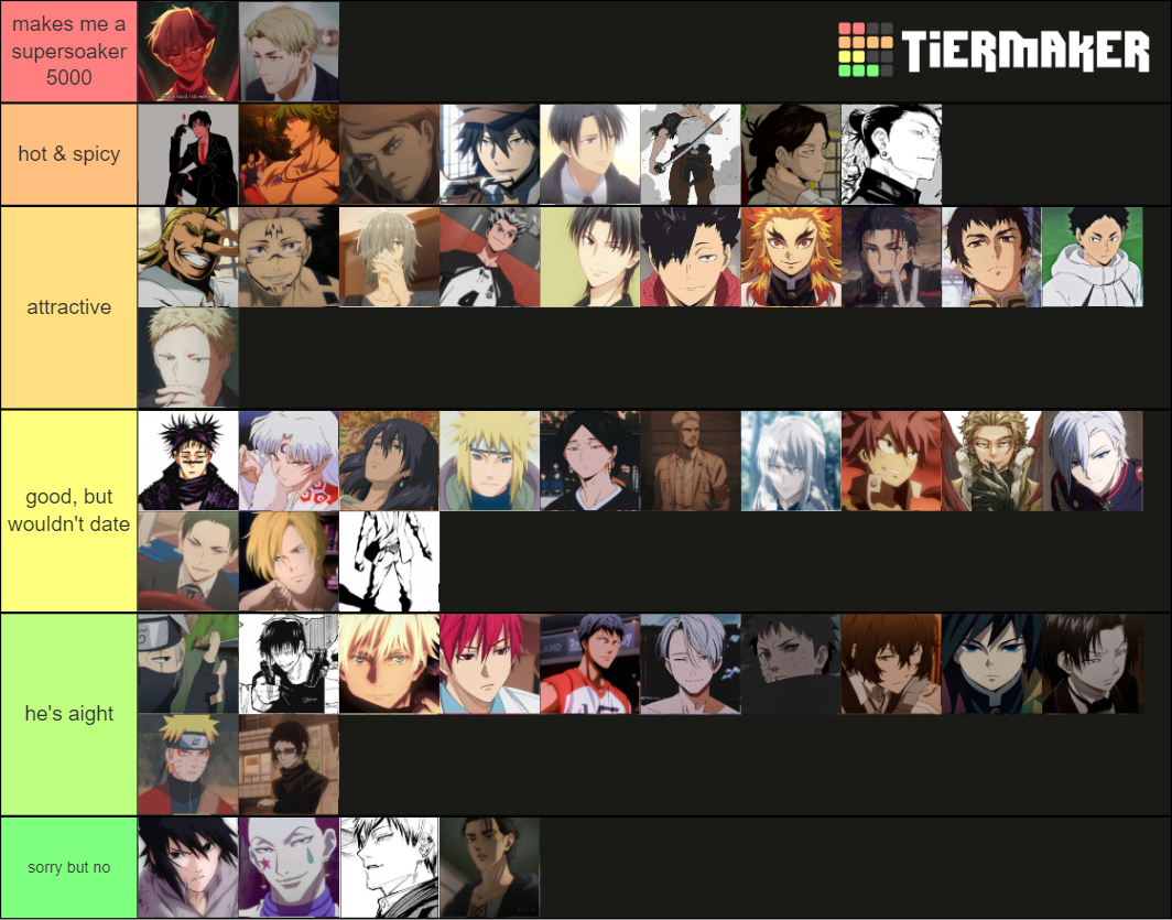 Top 50 Hottest Anime Men Tier List (Community Rankings) - TierMaker