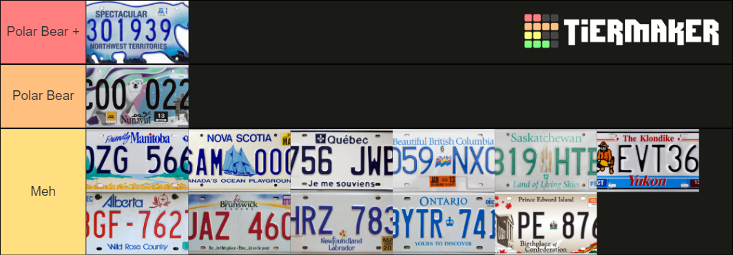Canadian Provincial License Plates Tier List (Community Rankings ...