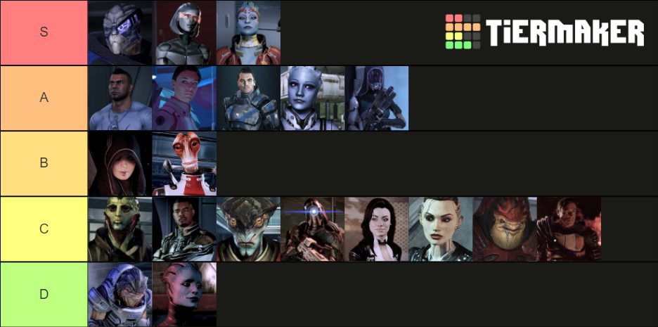 Mass Effect Trilogy Squadmates Tier List (Community Rankings) - TierMaker