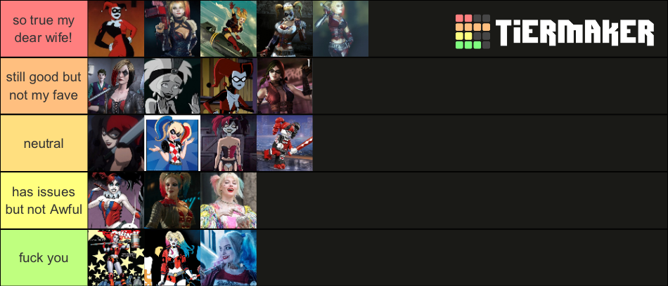 harley quinn outfits/adaptations Tier List (Community Rankings) - TierMaker