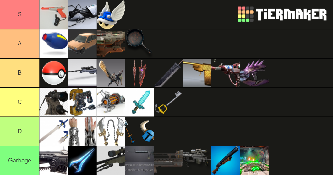 many videogame weapons Tier List (Community Rankings) - TierMaker