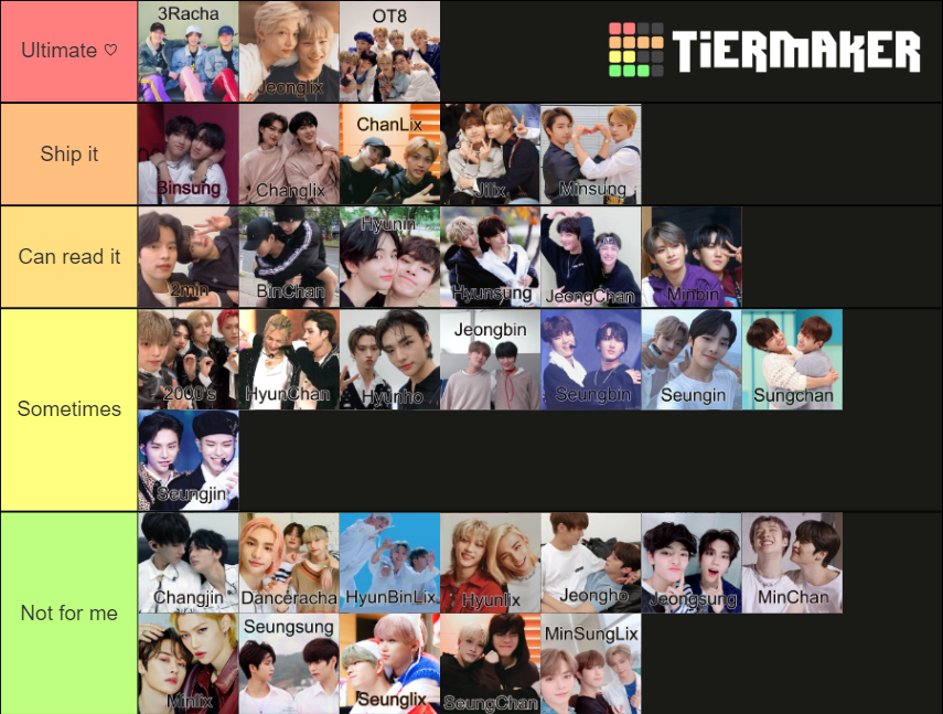 Ranking SKZ Ships Tier List (Community Rankings) - TierMaker