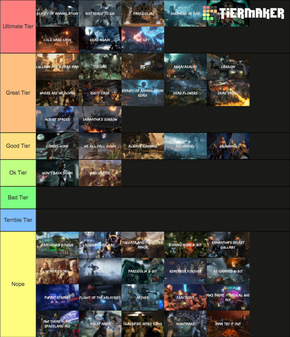 Ranking All Main Call of Duty Zombies Songs Tier List (Community ...
