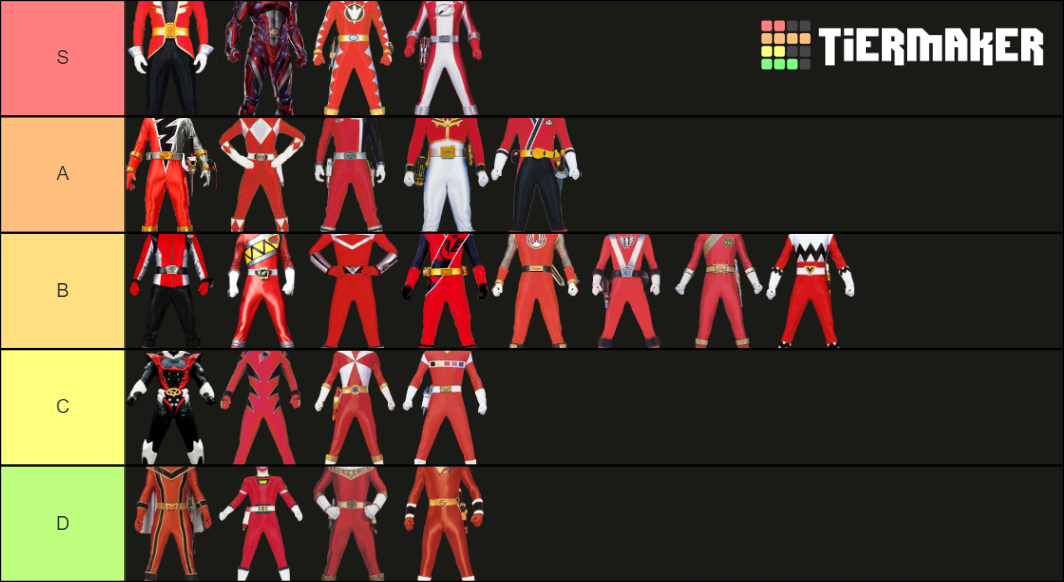 Power Rangers Suit Designs Tier List (Community Rankings) - TierMaker