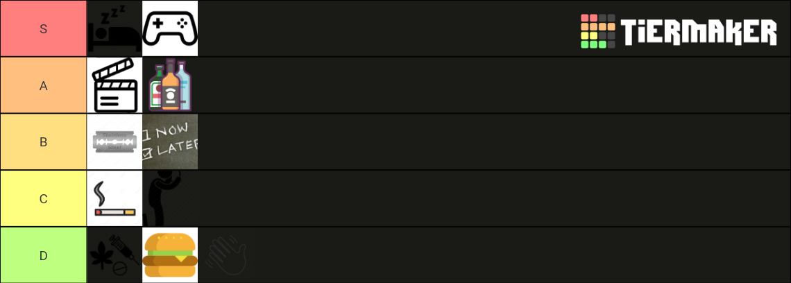 Addictions Tier List (Community Rankings) - TierMaker