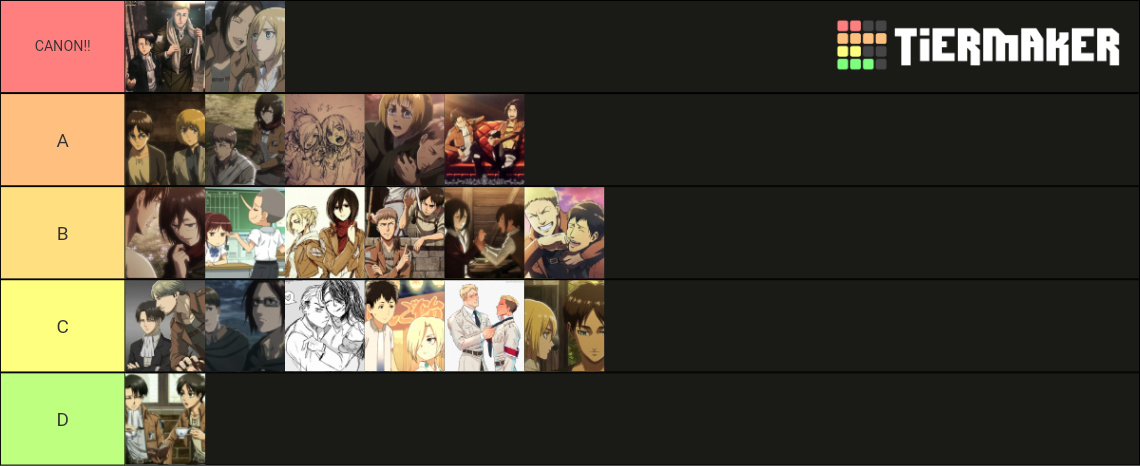 attack on titan aot shingeki no kyojin snk ship Tier List (Community ...