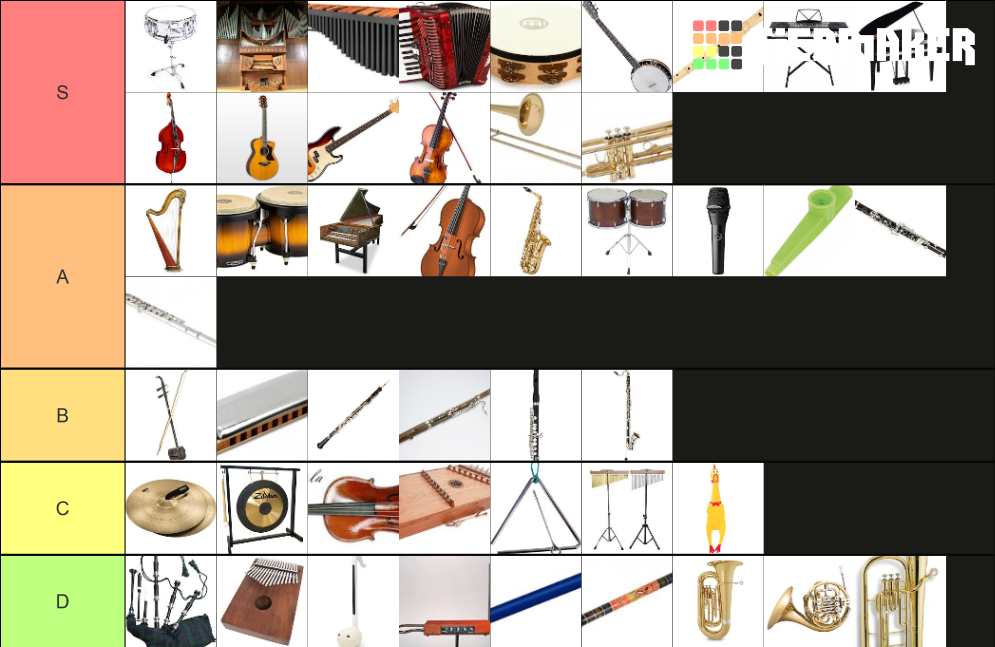 Instruments Tier List (Community Rankings) - TierMaker