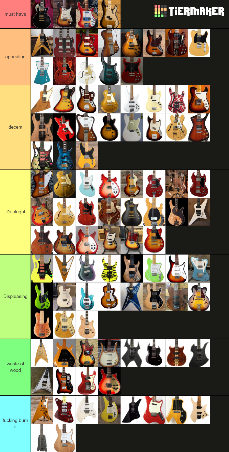 Guitar and Bass Models Tier List (Community Rankings) - TierMaker