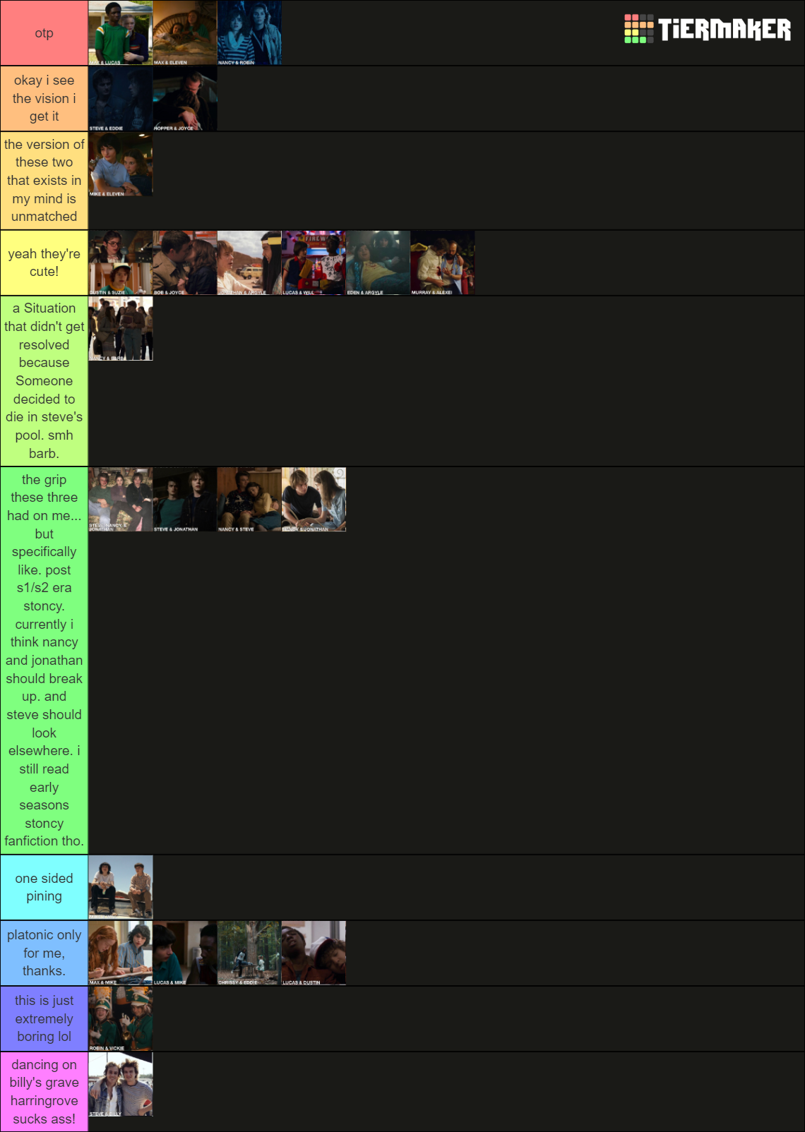 stranger things ships (s4) Tier List (Community Rankings) - TierMaker